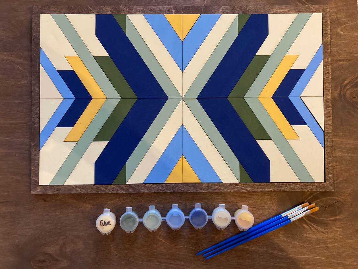 Rectangular Birch-Pressed Cotton Blanket Barn Quilt Block