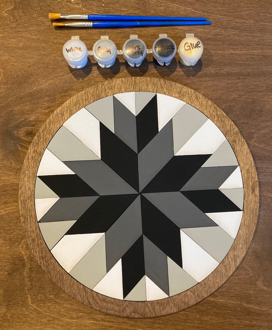 Round Barn Quilt Block - Painted at Home