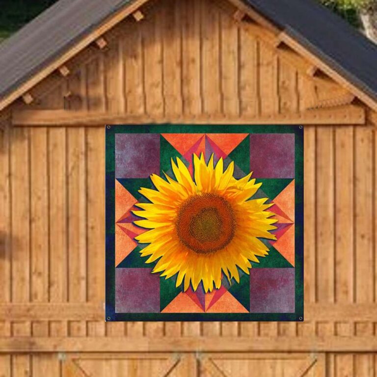 Sunflower Barn Quilt – Colorful Background - The Best Quilt Patterns