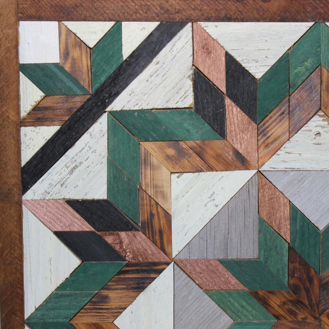 Green Field Flowers Amish Square Barn Quilt