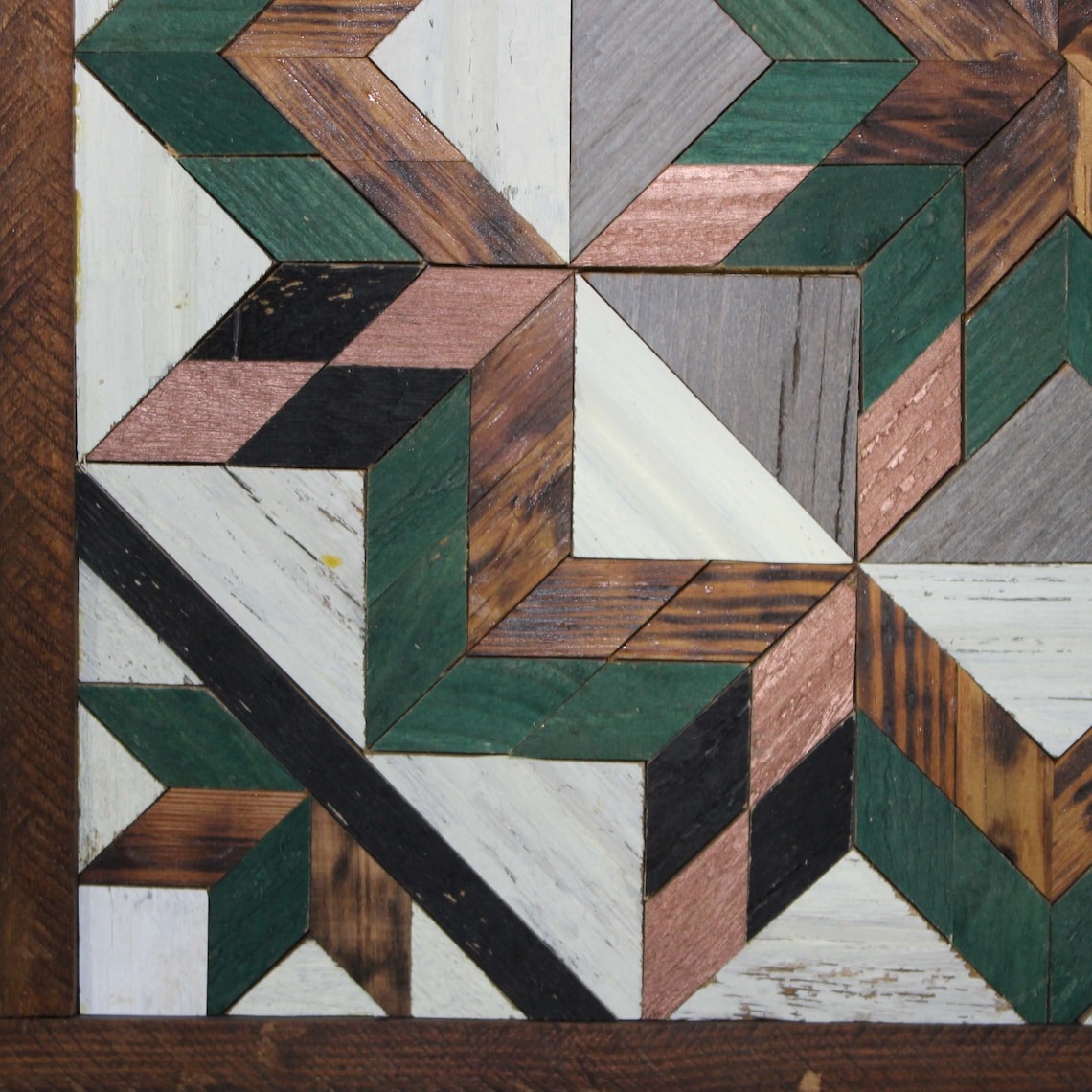 Green Field Flowers Amish Square Barn Quilt